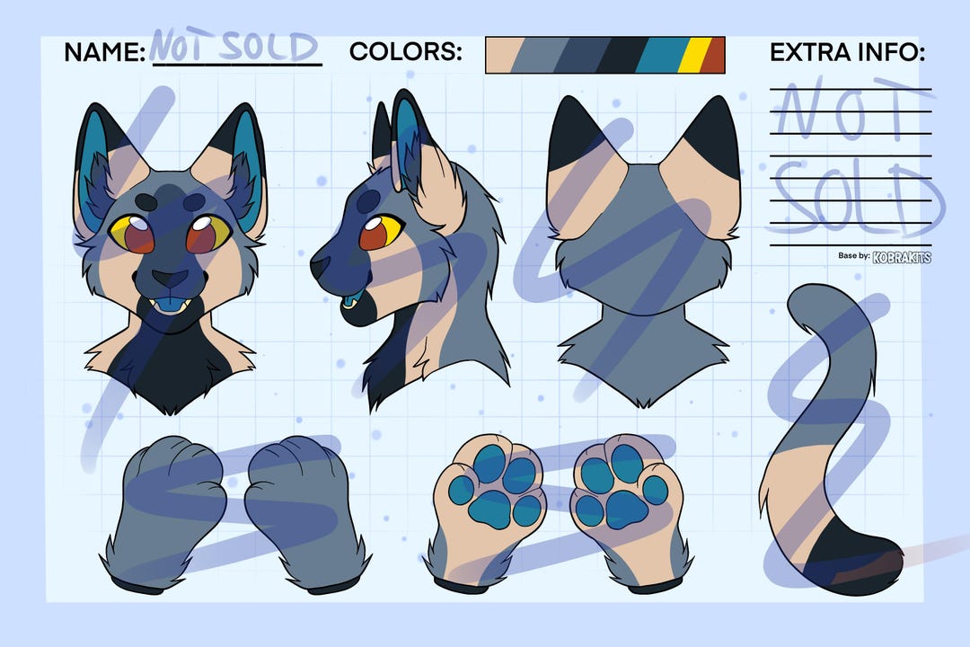 Fursona Furry Adopt - Blue Cat - Etsy