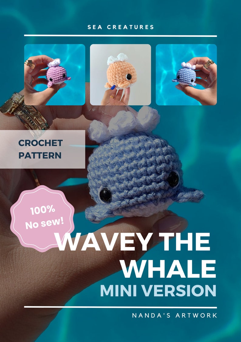 Mini Wavey the Whale Amigurumi Pattern - No Sew Crochet Tutorial - Etsy
