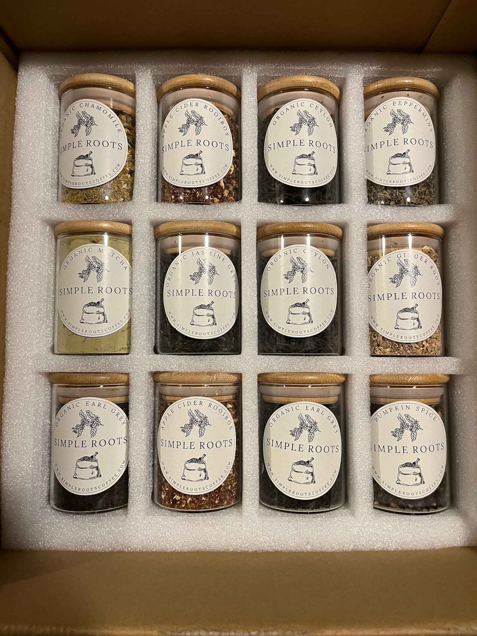 Loose Leaf Tea Box 12 Compartments Tea Glass Jar With Bamboo Lid - Etsy