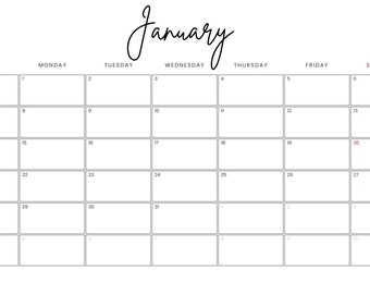 2023 - 2024 Calendar, Printable, Minimalist Simple Calendar - Etsy