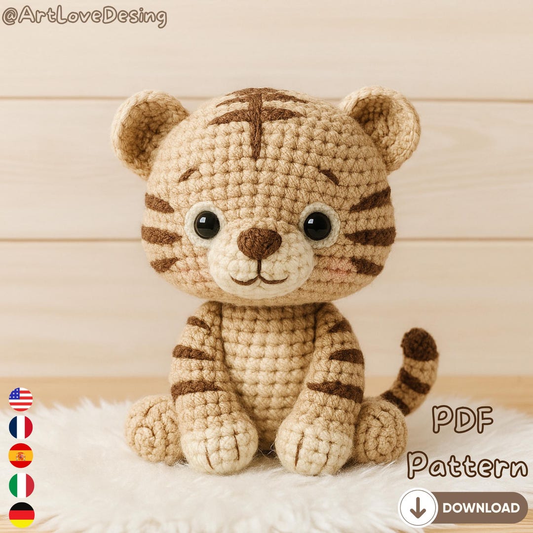 Amigurumi Tiger Crochet Pattern PDF, Cute Jungle Animal Plush Tutorial ...