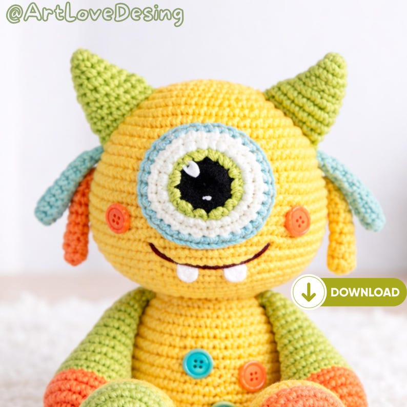 Amigurumi Monster Crochet Pattern, One Eye Monster Toy, Cute Crochet ...