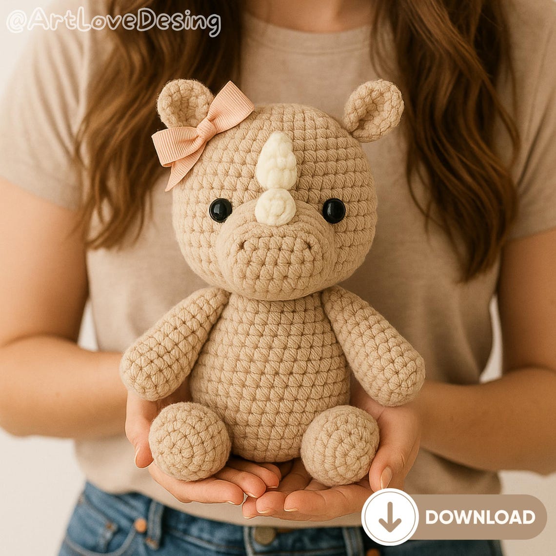 Cute Rhino Amigurumi Crochet Pattern PDF | Realistic Rhino Plush ...