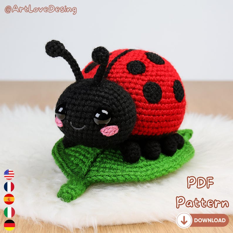Ladybug Amigurumi Crochet Pattern PDF, Cute Bug Plush Toy Tutorial ...