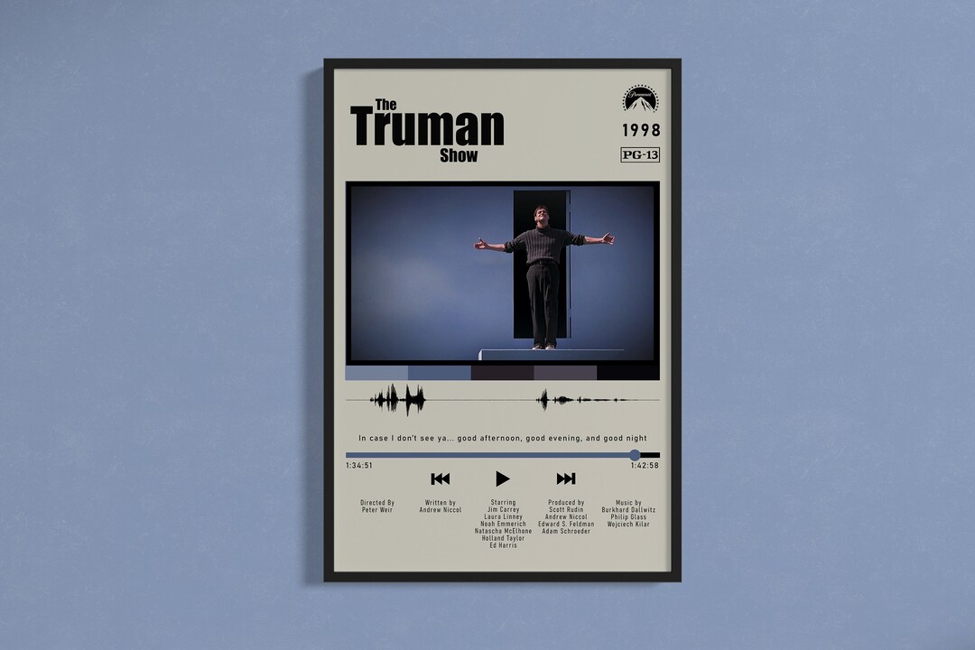 Truman Show Custom Movie Poster With Unique Soundbite and Modern Colors ...
