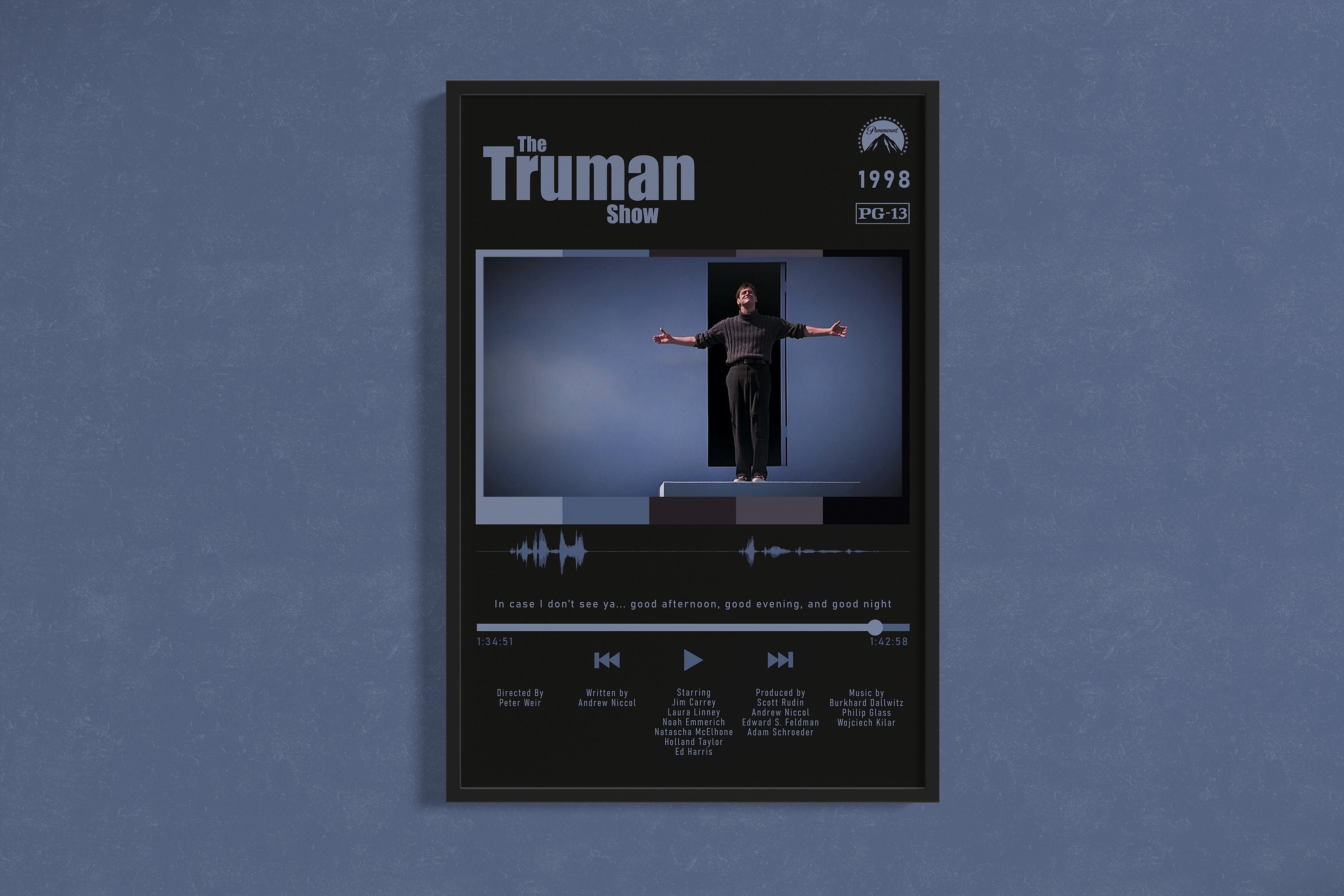 Truman Show Custom Movie Poster With Unique Soundbite and Modern Colors ...