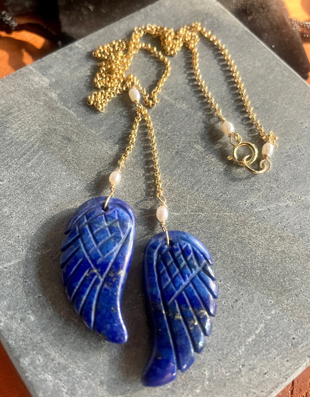Angel Wings Necklace Lapis Lazuli Suitable for Any Special Occasion ...