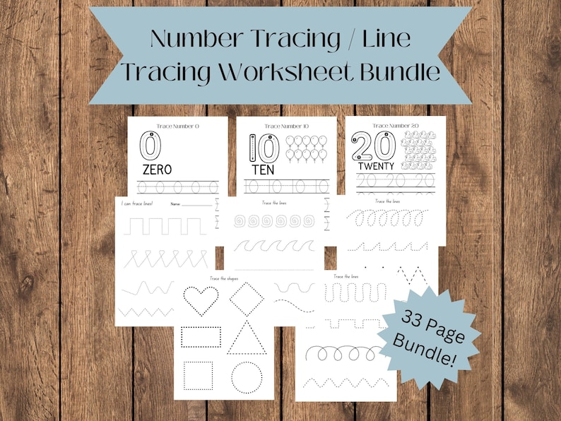 Number Tracing Worksheet | Line Tracing Worksheets| Preschool Activity ...