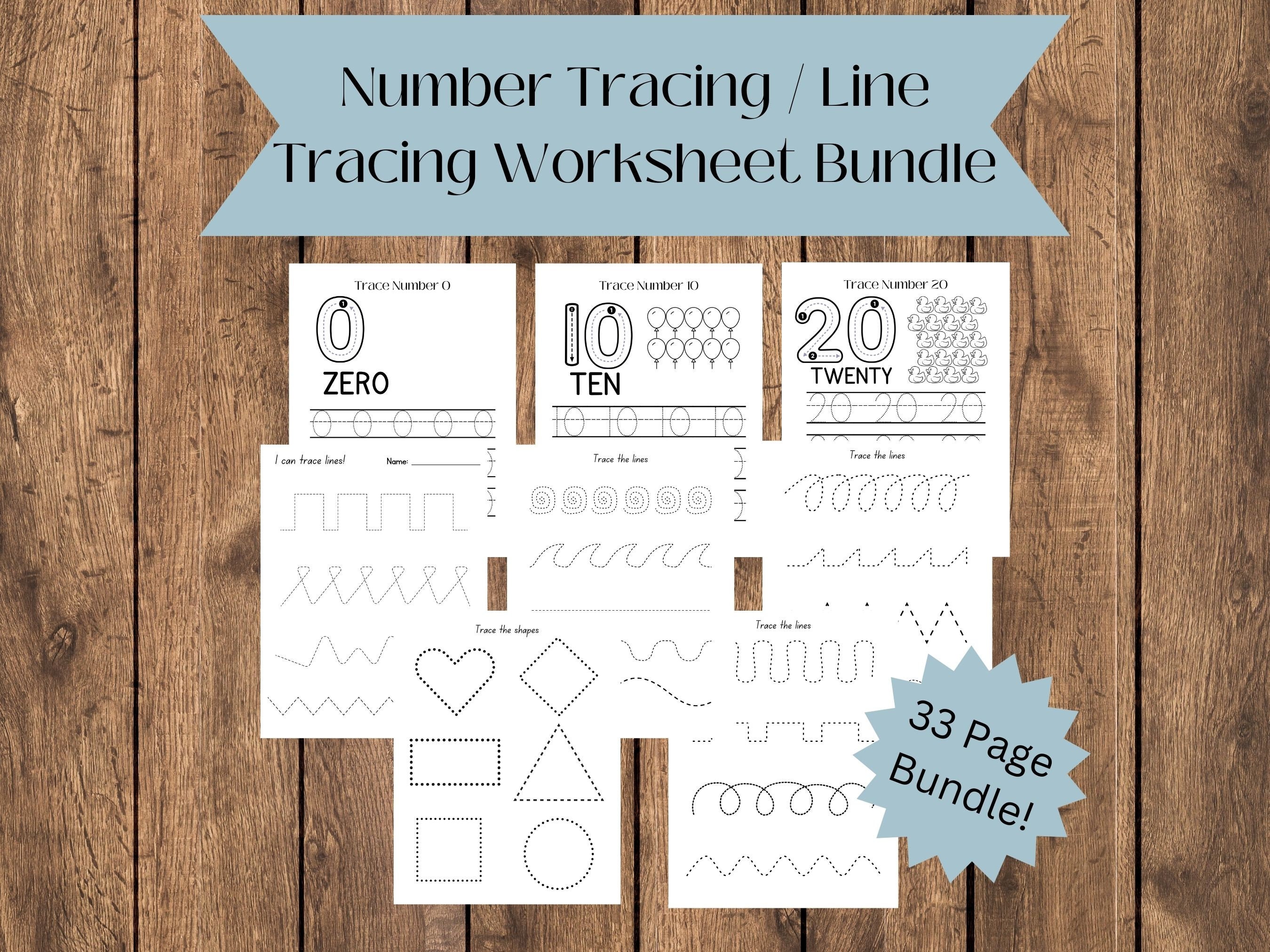 Number Tracing Worksheet | Line Tracing Worksheets| Preschool Activity ...