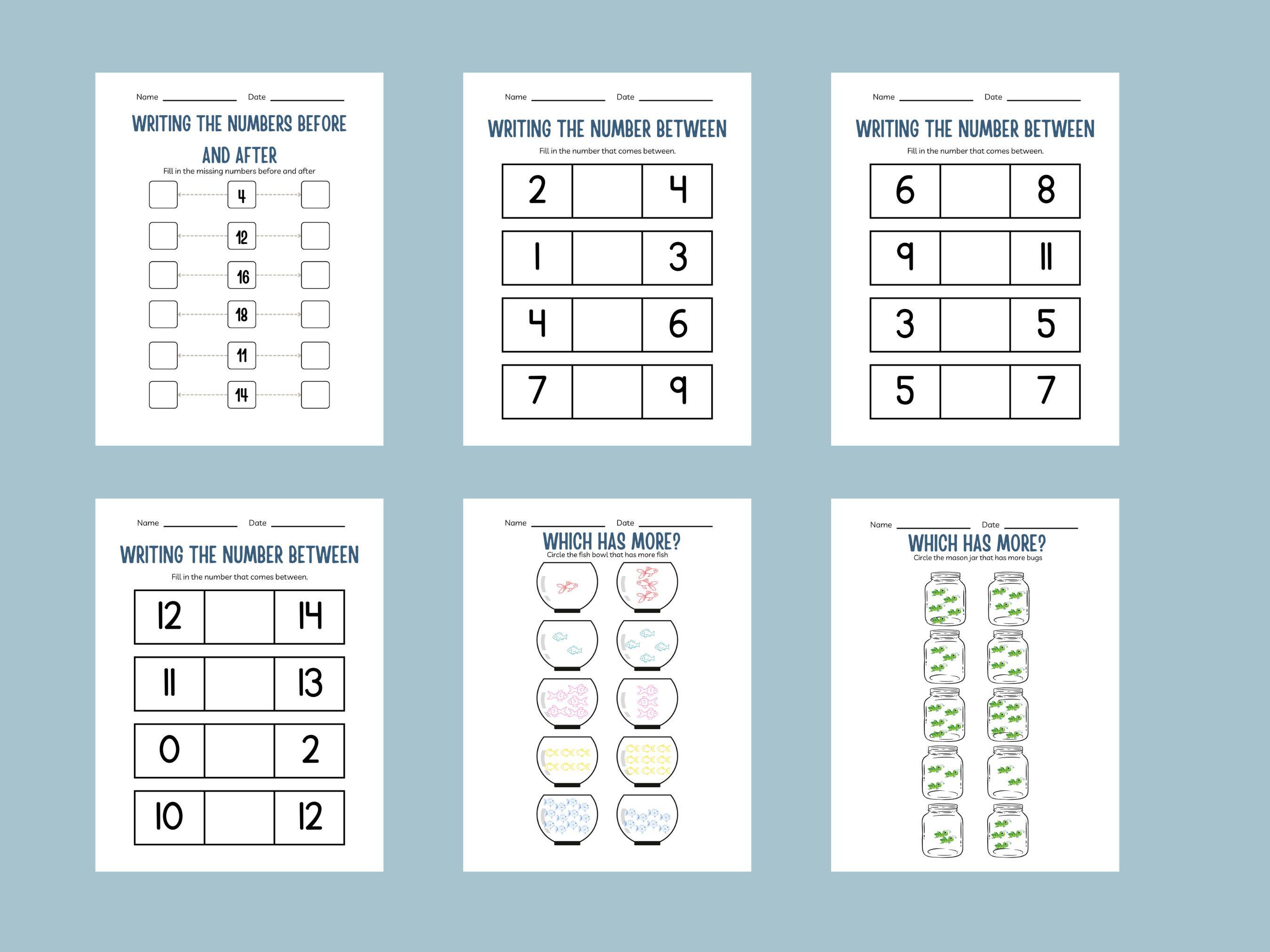 Kindergarten Math Worksheet Bundle: Addition, Subtraction, Telling Time ...