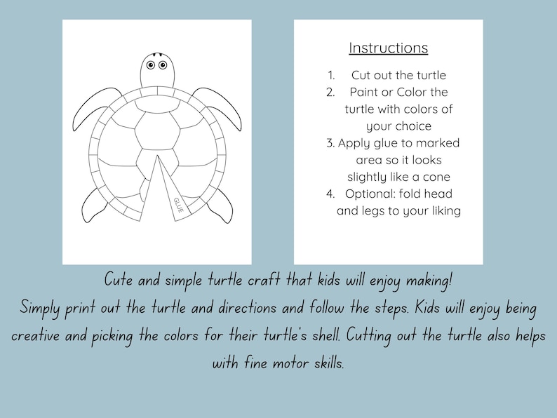Turtle Printable Craft for Kids Turtle Paper Craft Activities ...