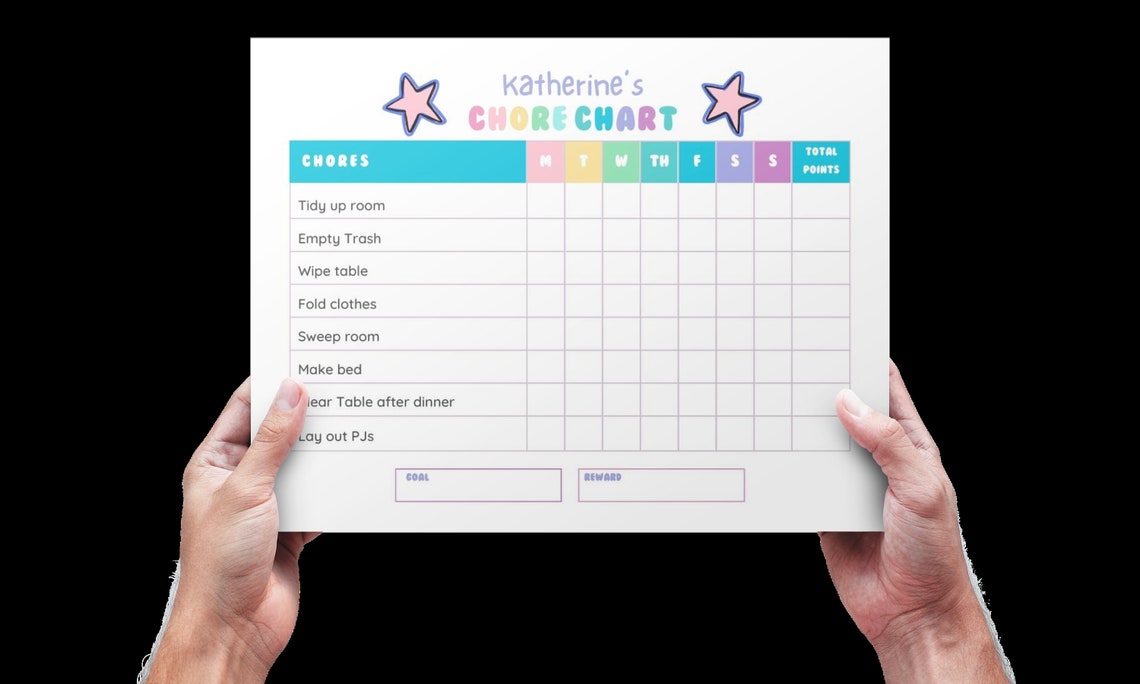 Editable Chore Chart for Kids Kids Fun Chore Chart - Etsy