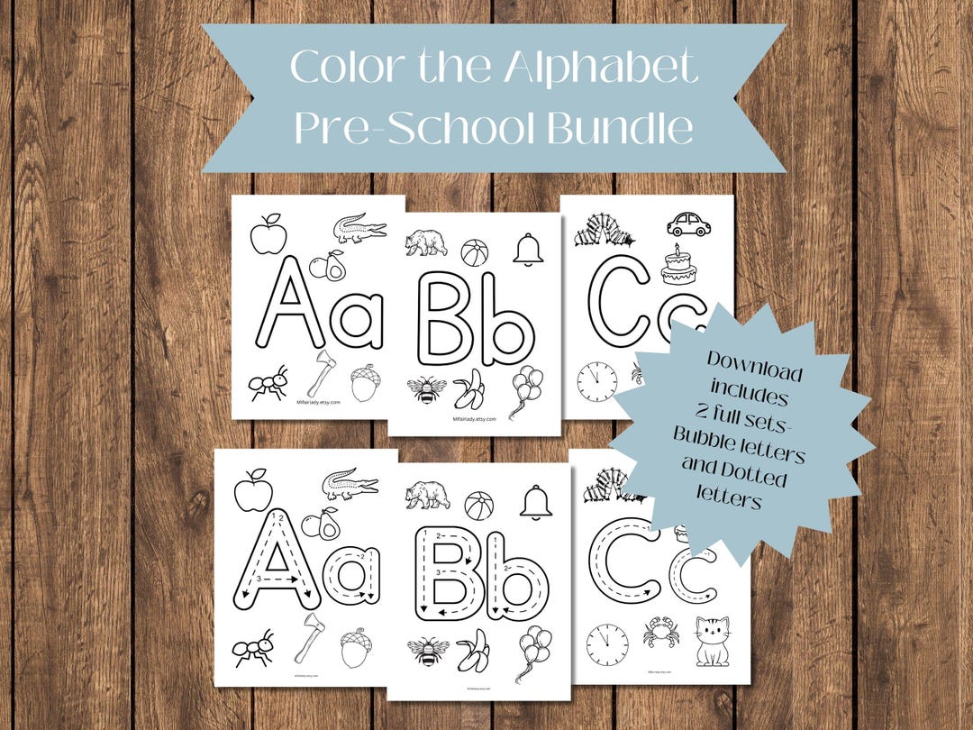 Alphabet Coloring Pages: Bubble & Dotted Letters (digital Download) - Etsy