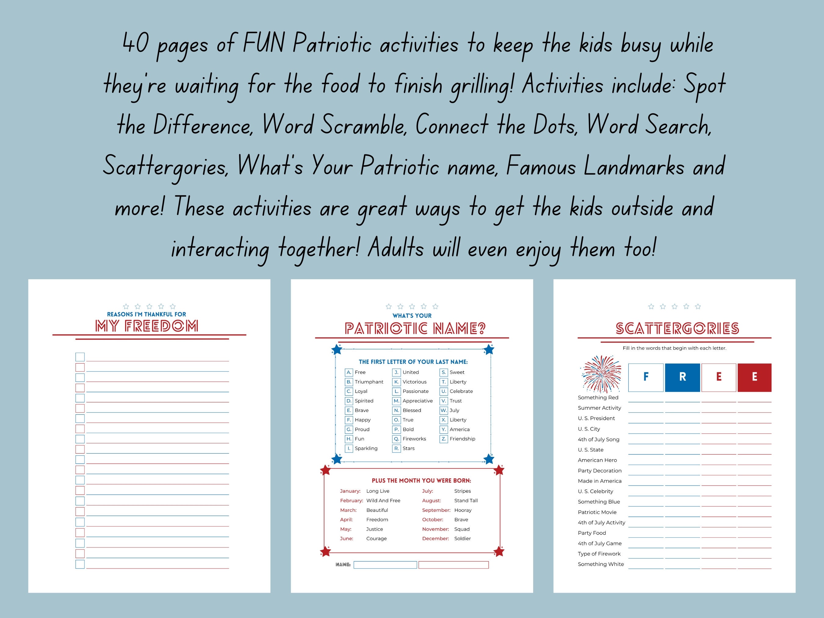 Patriotic Activity Bundle: Printable Games & Puzzles (digital Download ...