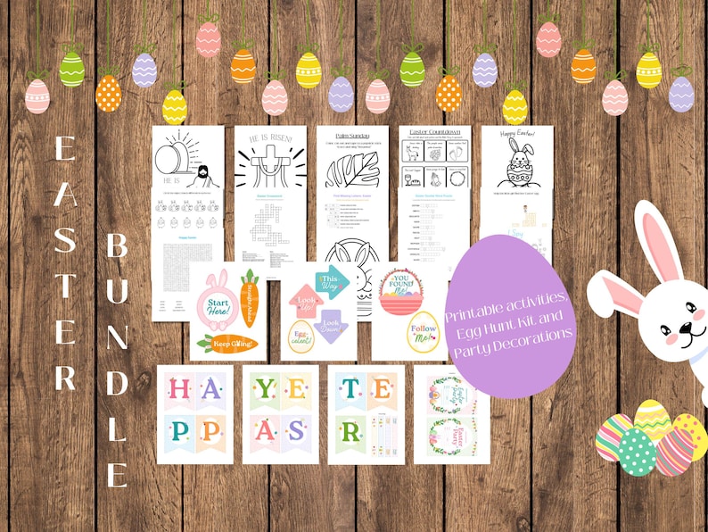 Printable Easter Bundle, Easter Kids Activity, Party Decorations, Egg ...