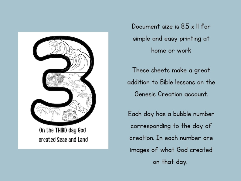 Creation Bible Coloring Pages: Sunday School Printable (PDF Pattern) - Etsy