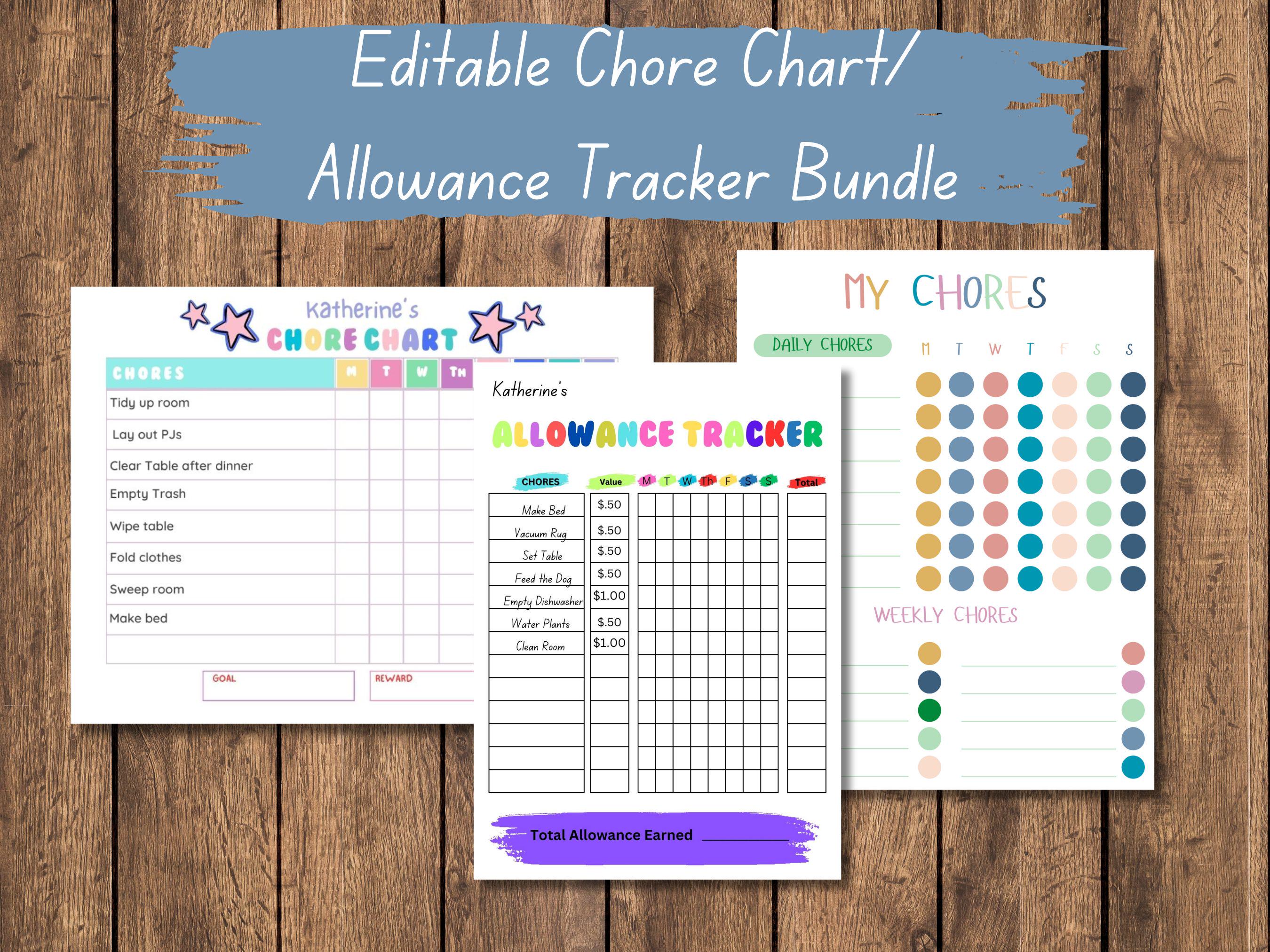 Editable Chore Chart Bundle for Kids | Kids Chore Chart | Printable ...
