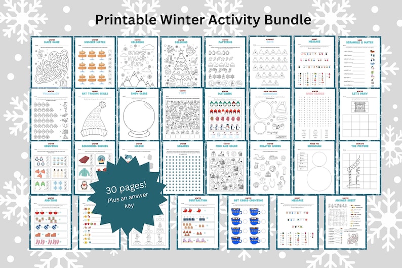 Printable Winter Activities Bundle 30 Page Activity Bundle - Etsy