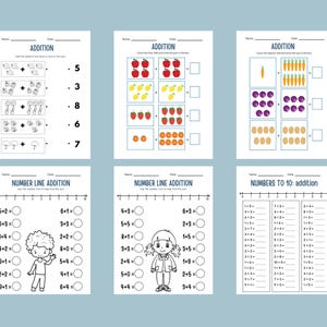 Kindergarten Math Worksheet Bundle: Addition, Subtraction, Telling Time ...