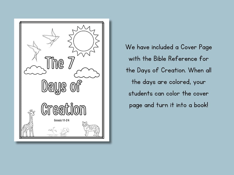 Creation Bible Coloring Pages: Sunday School Printable (PDF Pattern) - Etsy