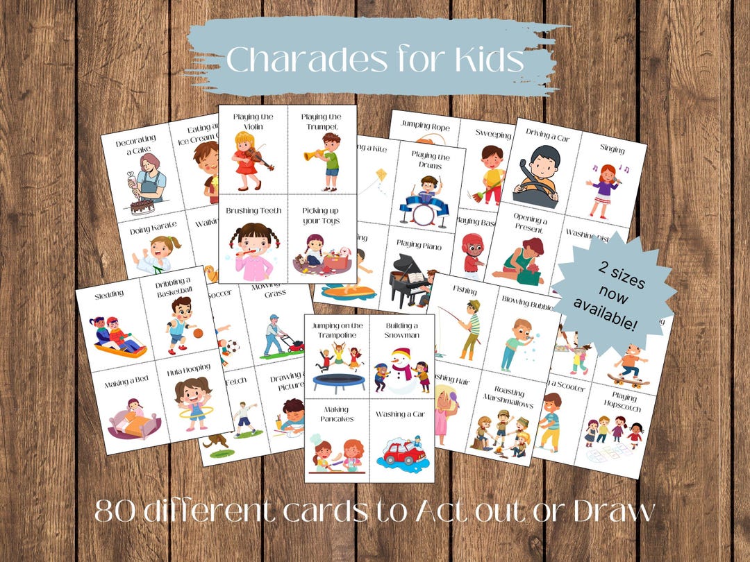 Printable Charades Game for Kids: 80 Action Cards (digital Download) - Etsy