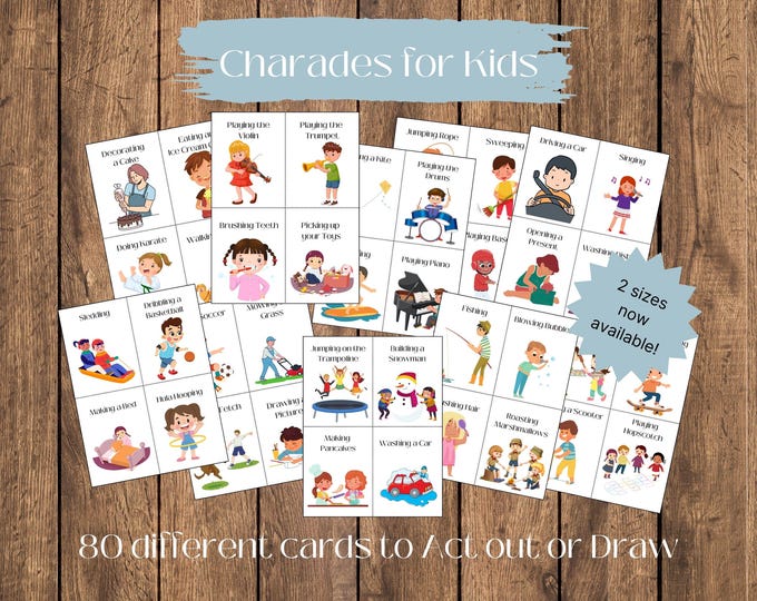 Printable Kids Charade Cards for Ages 4-8, Fun and Engaging Game for ...