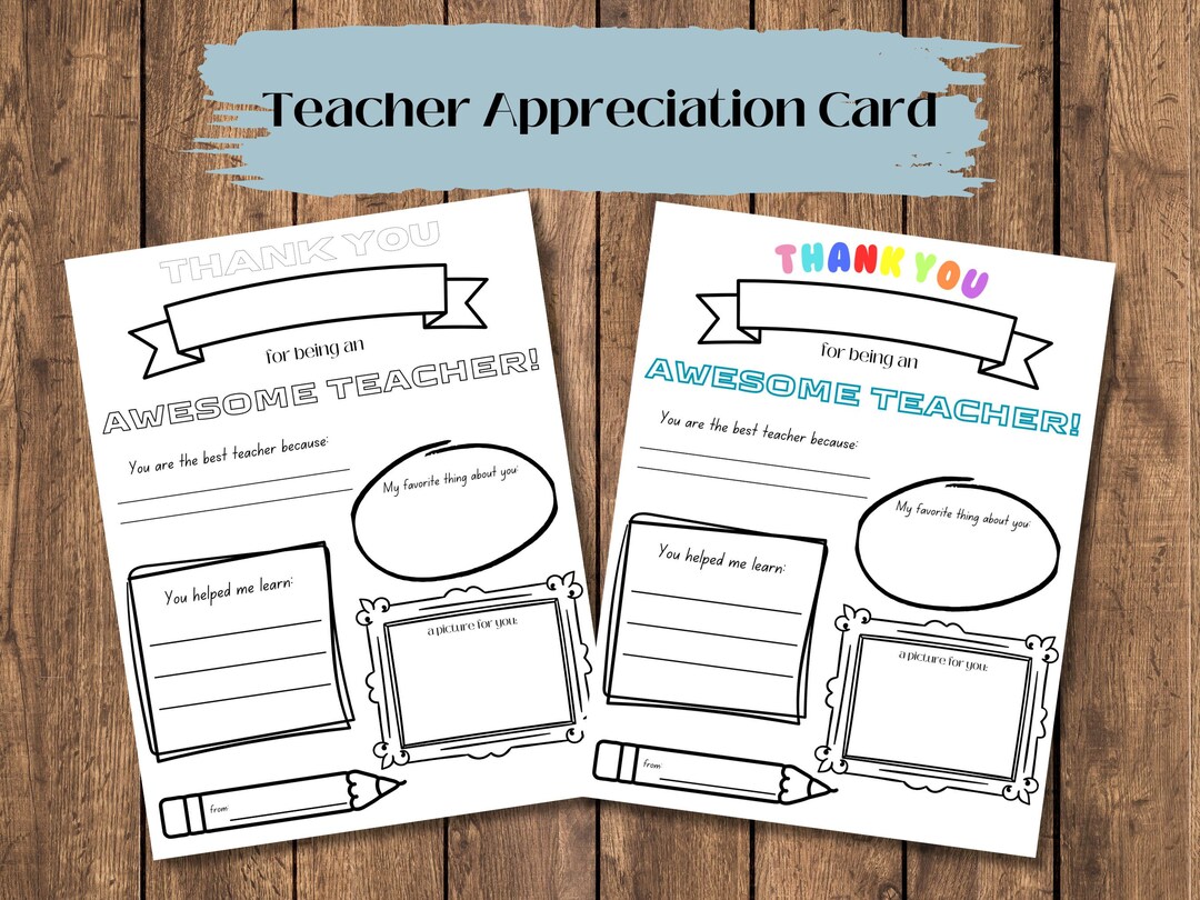 Teacher Appreciation Coloring Page: Thank You Card (PDF) - Etsy