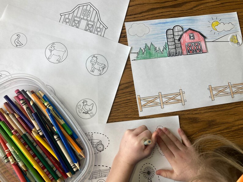 Build A Farm Craft Printable| Build A Barnyard Farm Craft| Coloring ...