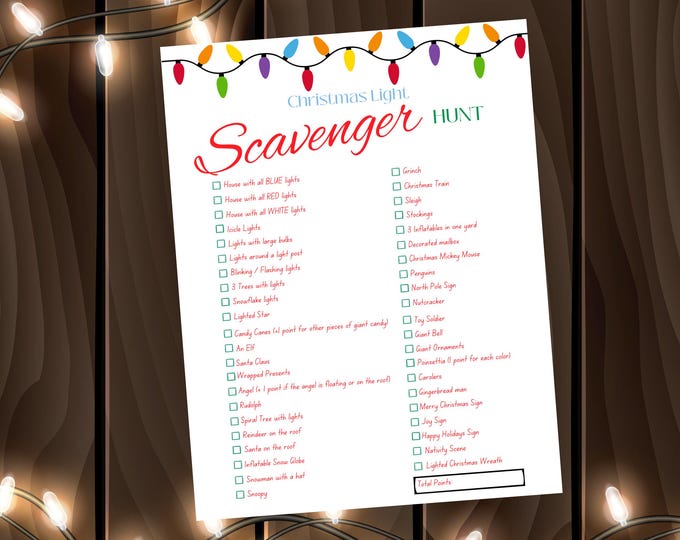 Christmas Lights Scavenger Hunt: Holiday Activity Game (PDF) - Etsy