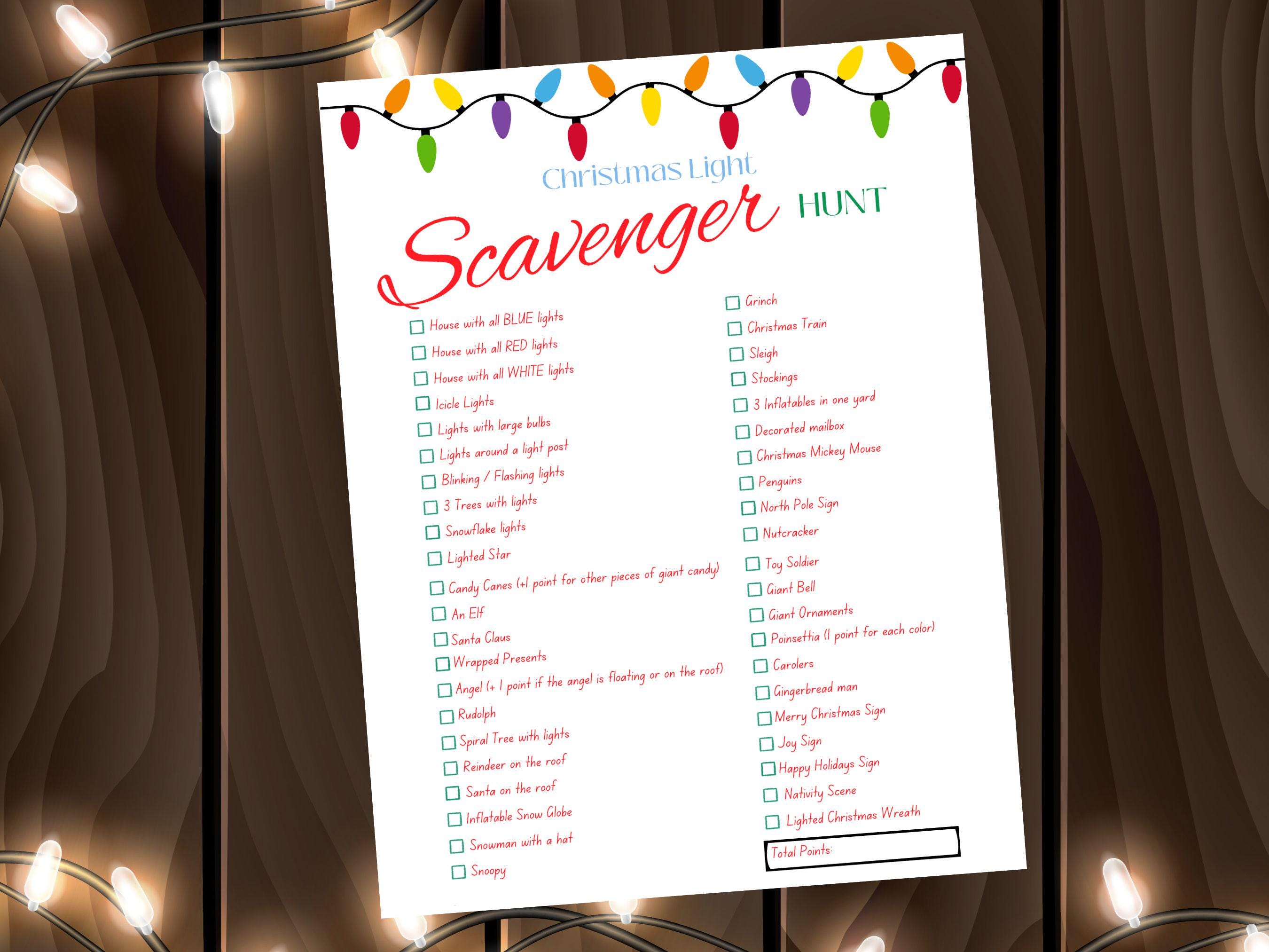 Christmas Lights Scavenger Hunt: Holiday Activity Game (PDF) - Etsy