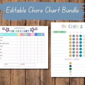 Editable Chore Chart Bundle for Kids Kids Chore Chart Printable ...