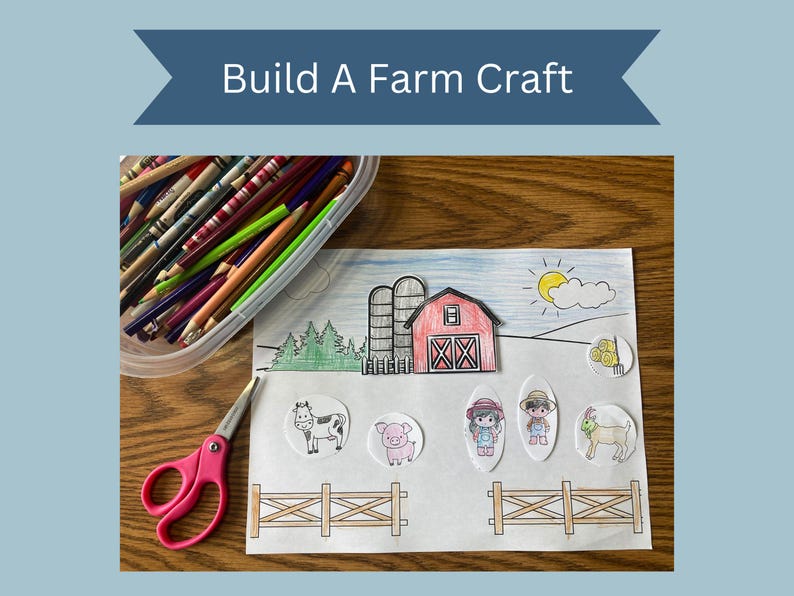 Build A Farm Craft Printable| Build A Barnyard Farm Craft| Coloring ...