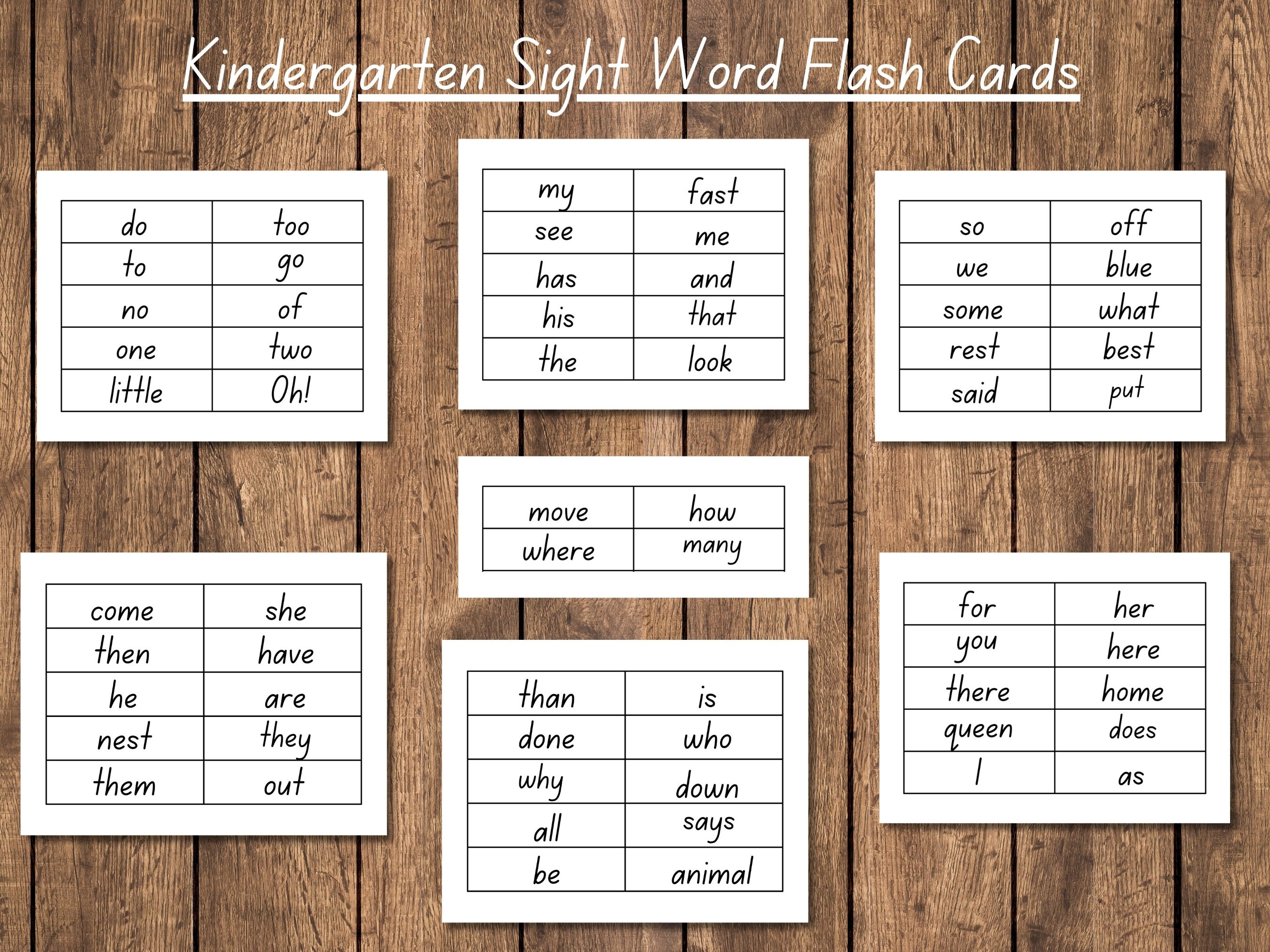 Kindergarten Sight Word Flash Cards Printable Sight Words Homeschool ...