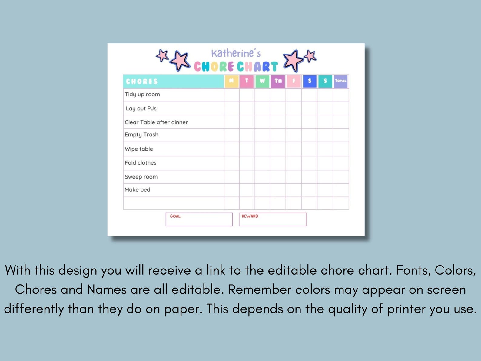 Editable Chore Chart Bundle for Kids | Kids Chore Chart | Printable ...