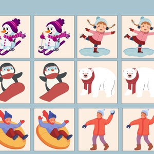 Montessori Memory Matching Game: Winter & Regular Themes (printable) - Etsy
