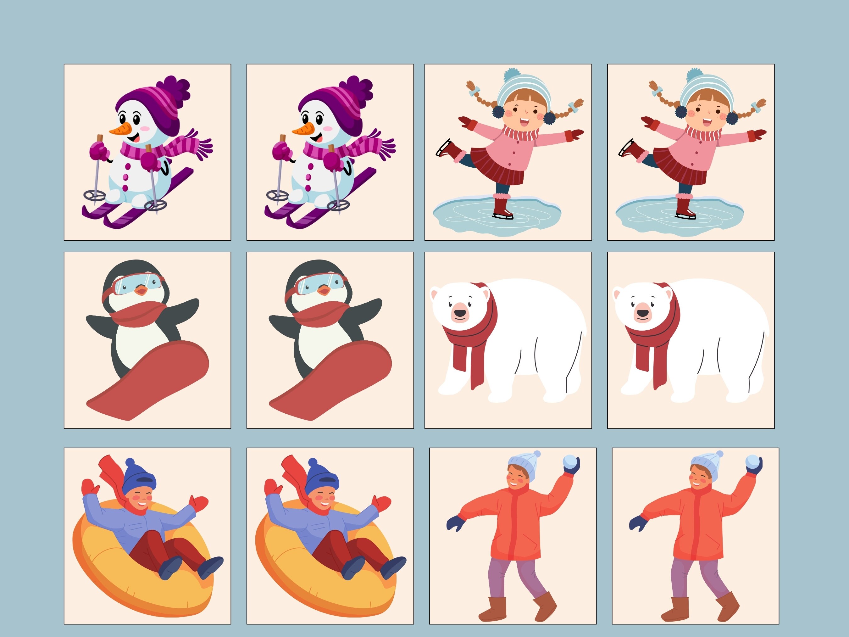 Montessori Memory Matching Game: Winter & Regular Themes (printable) - Etsy