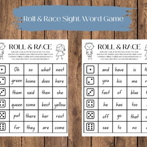 Sight Word Worksheets| Roll & Race Sight Word Game| Dice Game ...