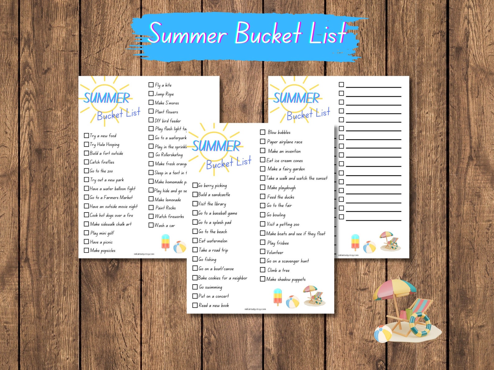 Summer Bucket List Printable, Summer Break Bucket List Template, Summer ...