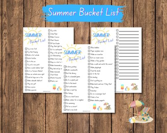 Summer Bucket List Printable, Summer Break Bucket List Template, Summer ...
