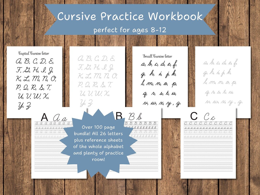Cursive Handwriting Practice Workbook: Alphabet Calligraphy (printable ...