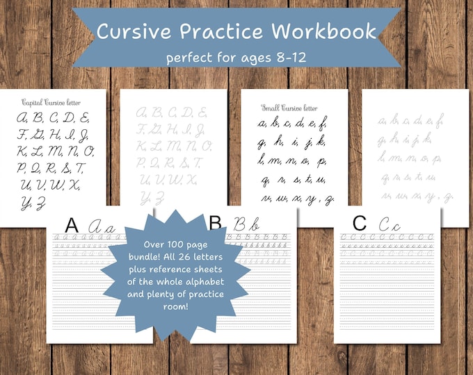 Cursive Style Guide & Practice Sheets - Etsy Canada