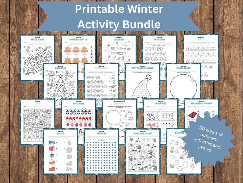 30 Winter Kids Activities, Winter Printable Activity, Printable ...