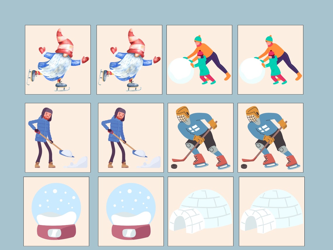 Montessori Memory Matching Game: Winter & Regular Themes (printable) - Etsy