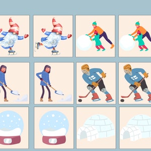 Montessori Memory Matching Game: Winter & Regular Themes (printable) - Etsy