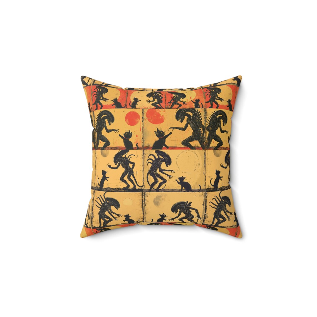 Xenomorph and Friends Cats and Alien Pillow Sci-fi Decor for Cat Lovers ...