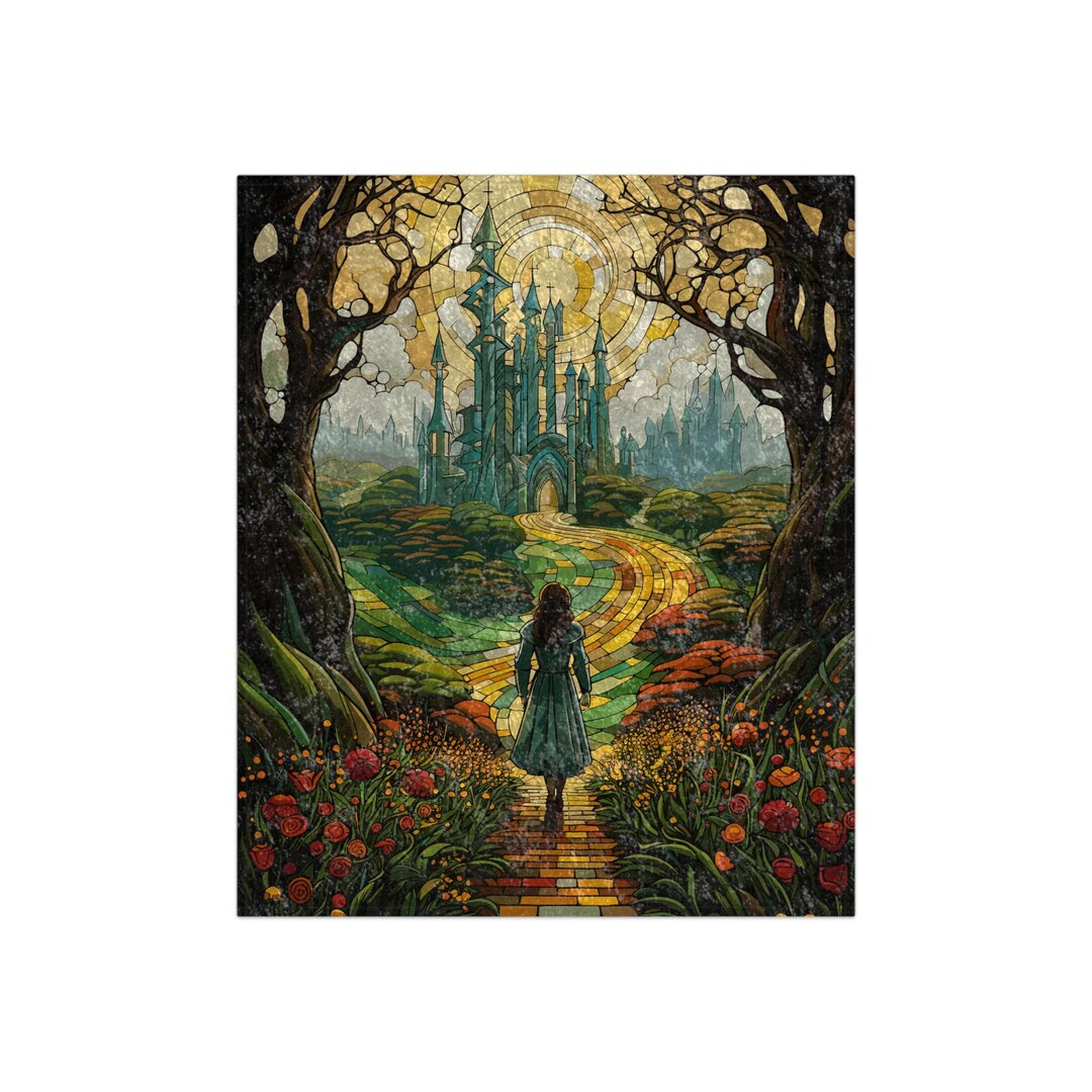 Dorothy on the Yellow Brick Road Blanket, Stained Glass, Wizard of Oz ...