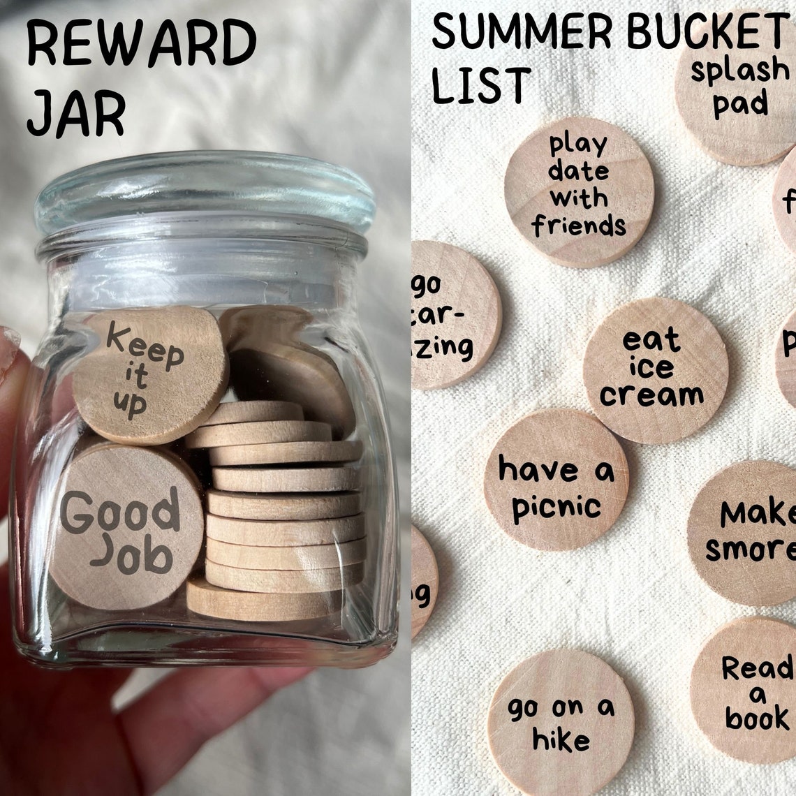 50 Blank Wooden Token Wood Coins Blank Wood Token for Kids Reward Token ...