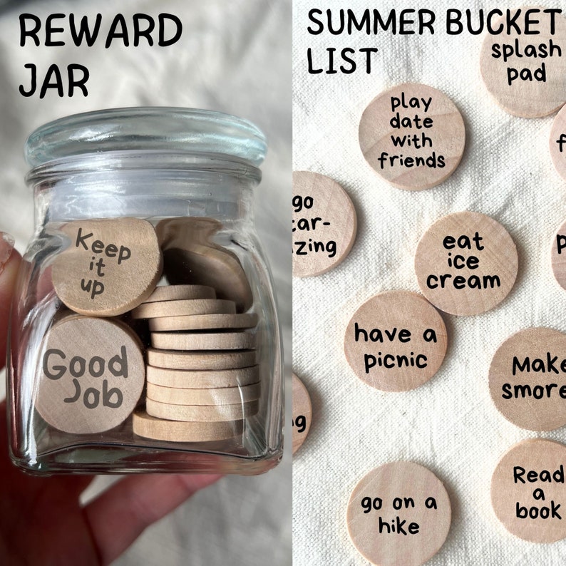 50 Blank Wooden Token Wood Coins Blank Wood Token for Kids Reward Token ...