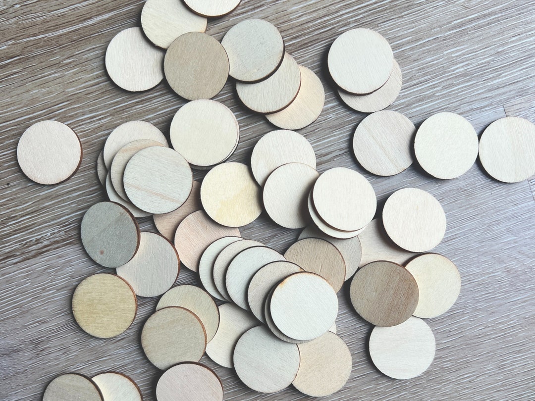 50 Blank Wood Coins Wooden Tokens 1 Inch Wood Discs for Engraving ...