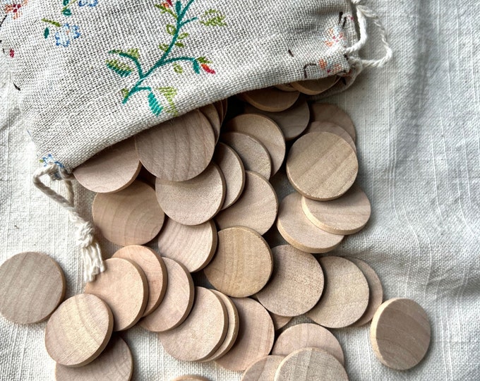50 Blank Wooden Token Wood Coins Blank Wood Token for Kids Reward Token ...